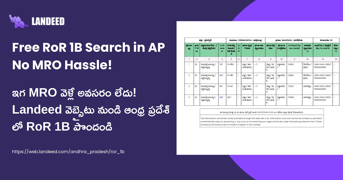 Get Andhra Pradesh RoR 1B | Land Records | Landeed