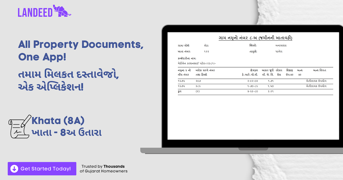 Gujarat 8A Utara - Instant AnyRoR Khata 8A