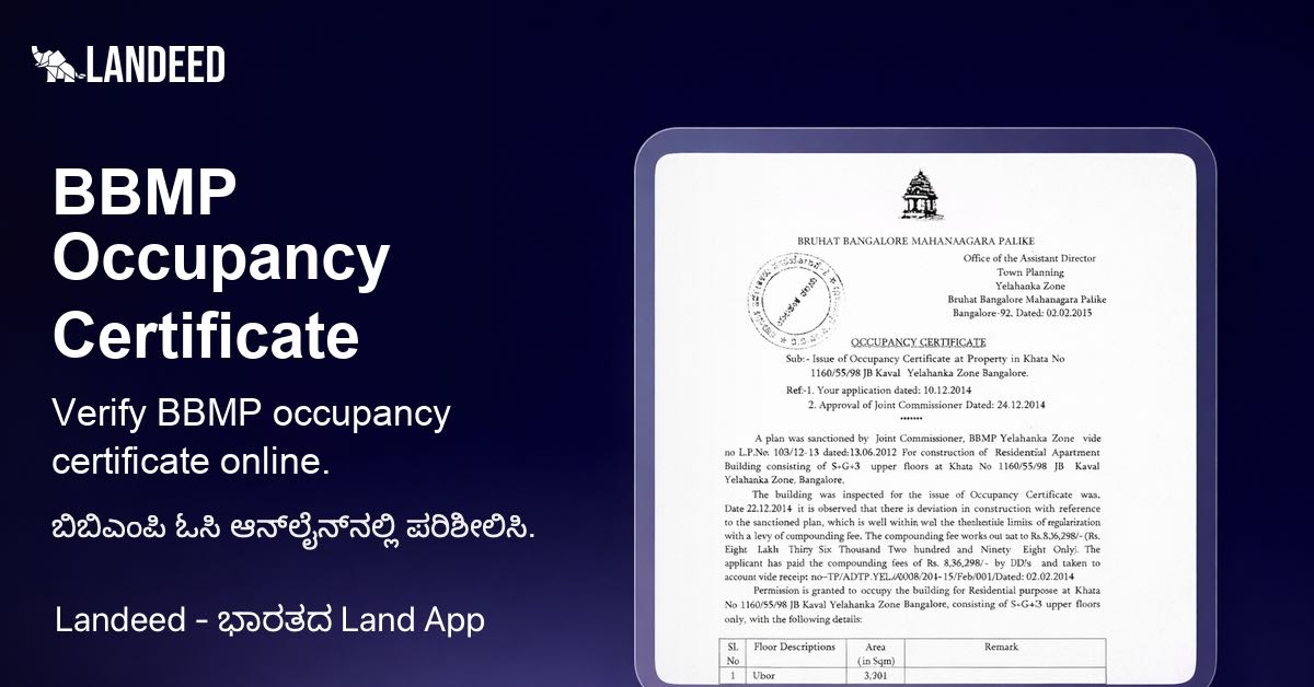 Karnataka BBMP Occupancy Certificate | OC Verification Online - Landeed