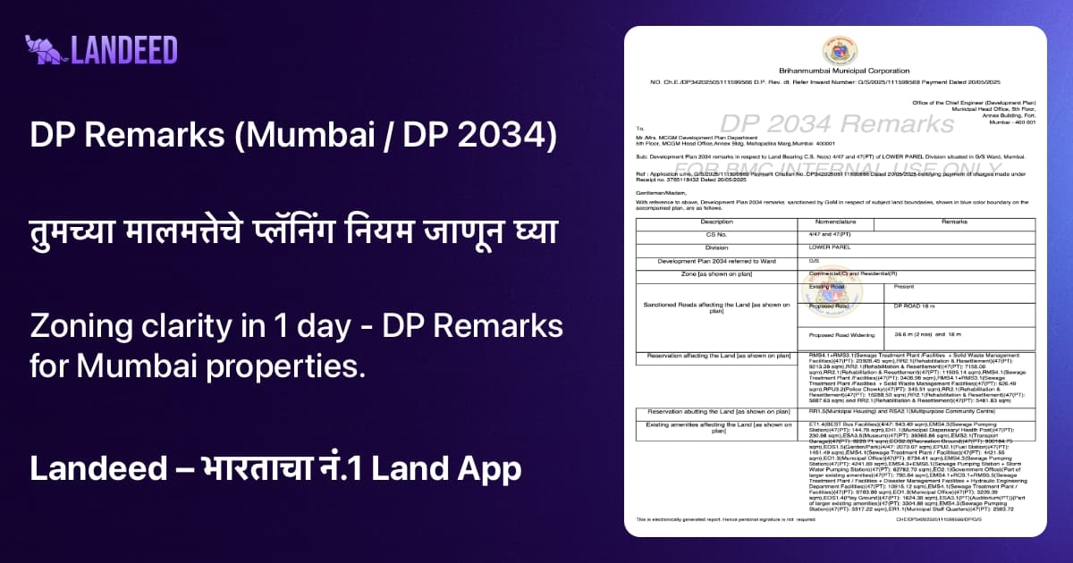 Mumbai Development Plan DP Remarks - Land Zoning Info | Landeed